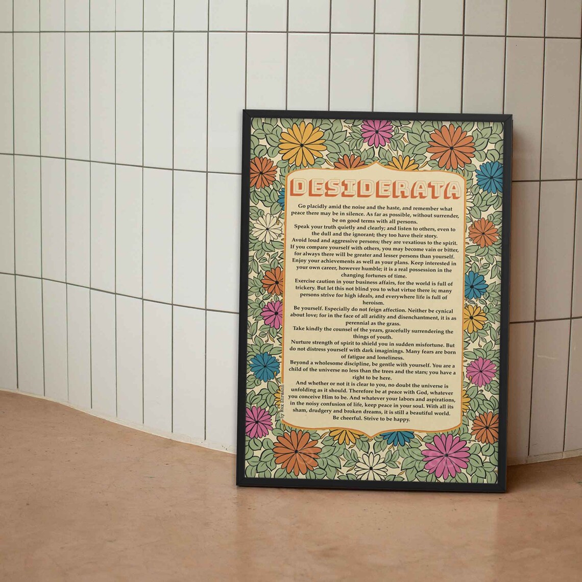Desiderata Poem Poster, Inspirational Poetry With Floral Art, Grad Gift ...