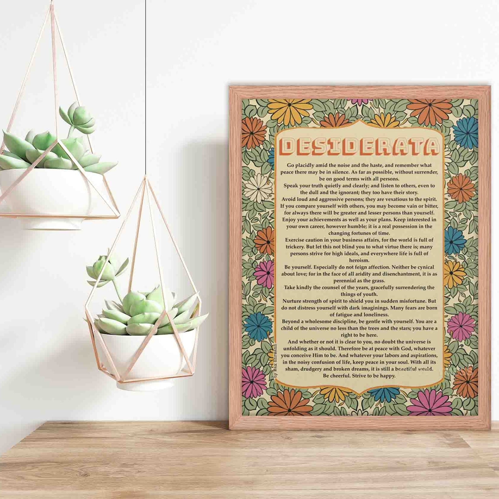 Desiderata Poem Poster, Inspirational Poetry With Floral Art, Grad Gift ...