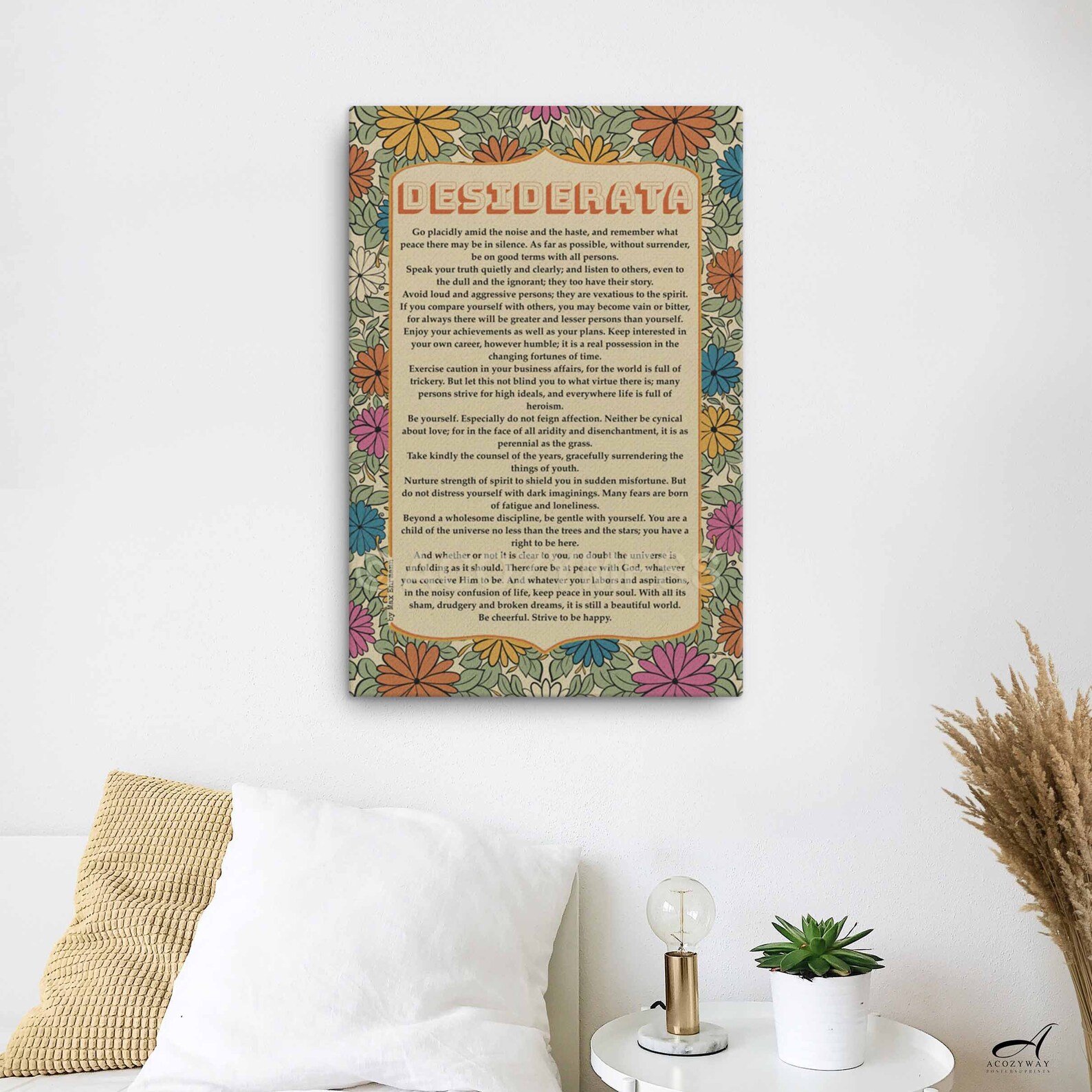 Desiderata Poem Poster, Inspirational Poetry With Floral Art, Grad Gift ...