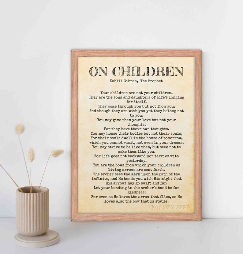 On Children Kahlil Gibran Poem, Inspirational Wall Art for Parents - Etsy