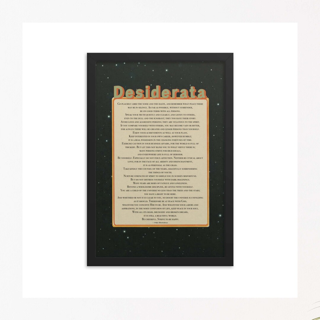 Desiderata Poem Poster, Inspirational Poetry, Motivational Wall Art - Etsy