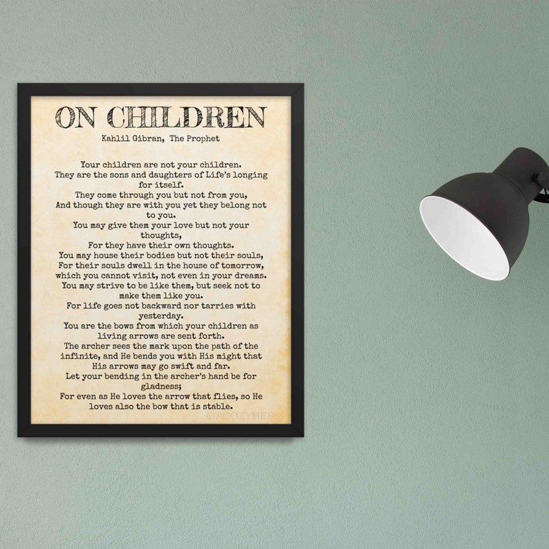 On Children Kahlil Gibran Poem, Inspirational Wall Art for Parents - Etsy