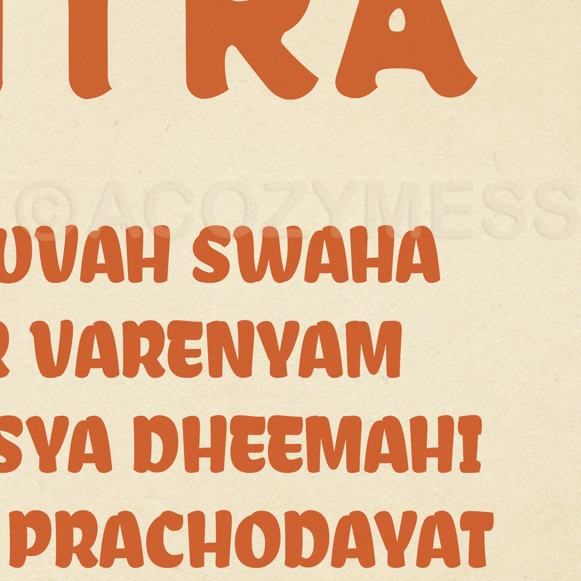 Gayatri Mantra Print: Vedic Meditation Poster | Meditation Room Decor ...