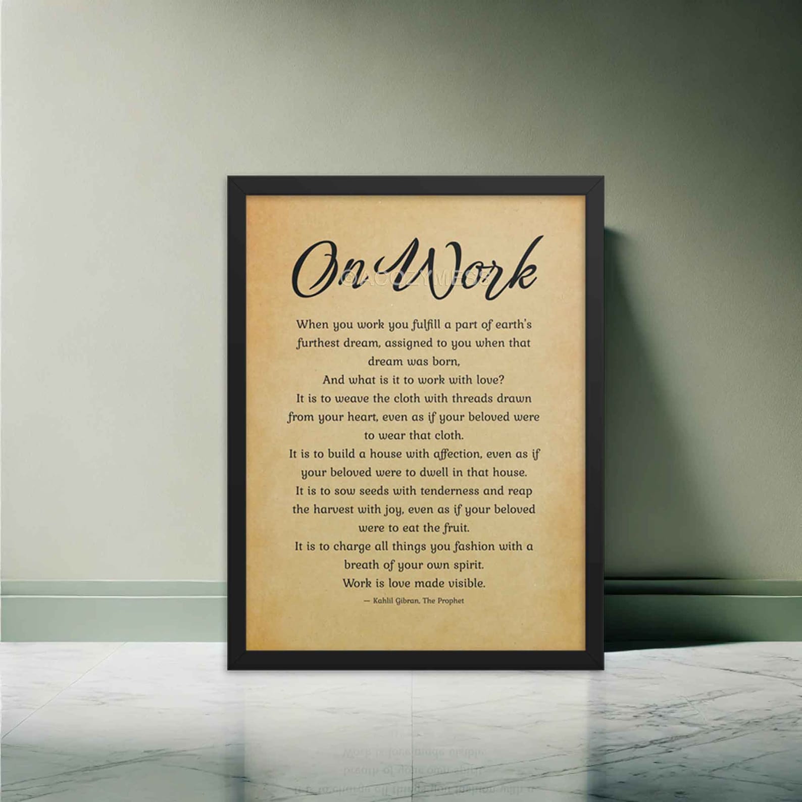 On Work by Kahlil Gibran Print, Motivational Posters, Homeoffice ...