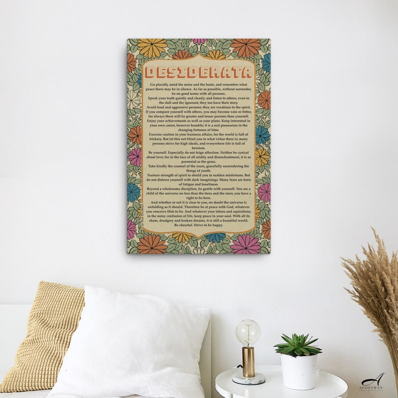 Desiderata Poem Poster Inspirational Poetry With Floral Art - Etsy