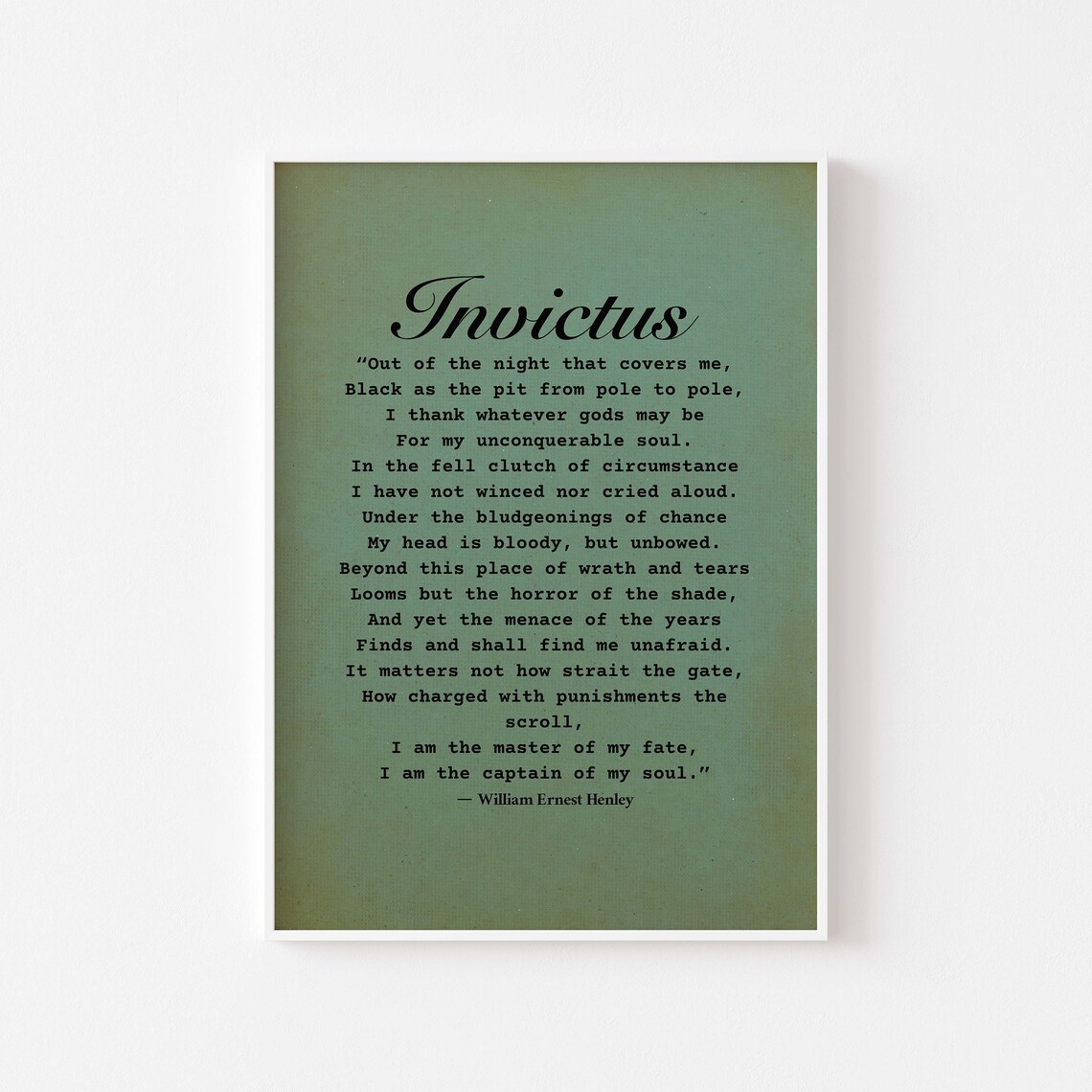 Invictus Poem by William Ernest Henley Poster Inspiring | Etsy