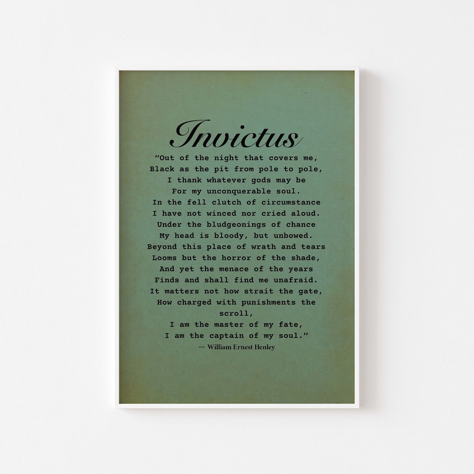 Invictus Poem by William Ernest Henley Poster Inspiring | Etsy