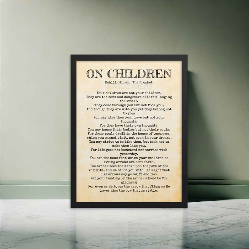 On Children Kahlil Gibran Poem, Inspirational Wall Art for Parents - Etsy