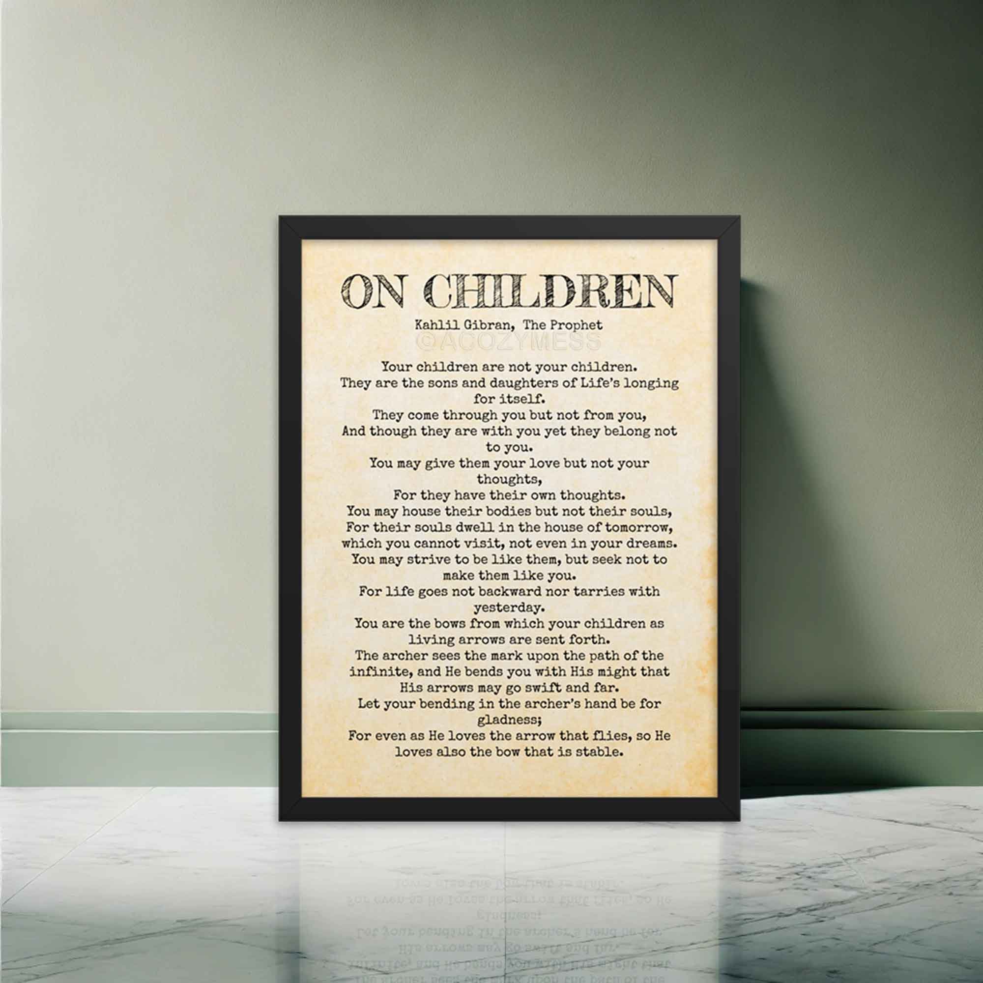 On Children Kahlil Gibran Poem, Inspirational Wall Art for Parents - Etsy