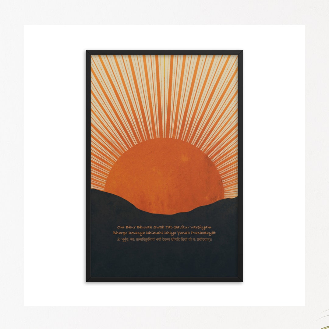 Gayatri Mantra Poster, Rising Sun, Meditation Mantra Print/framed ...
