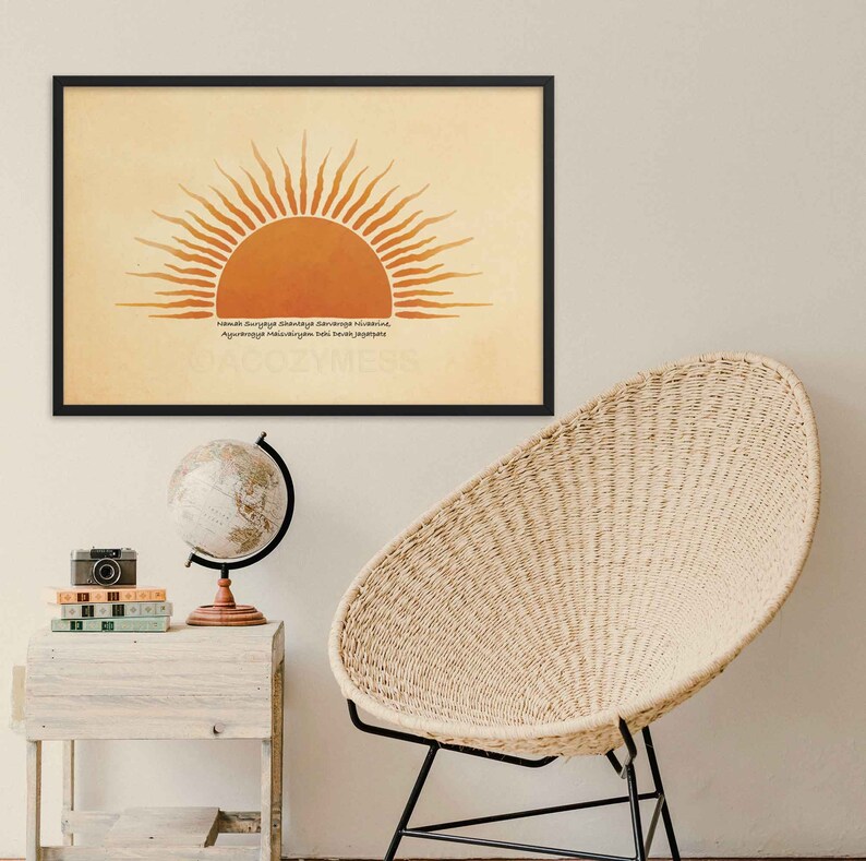Sun Mantra Wall Art, Surya Mantra Poster, Yoga Room Decor - Etsy