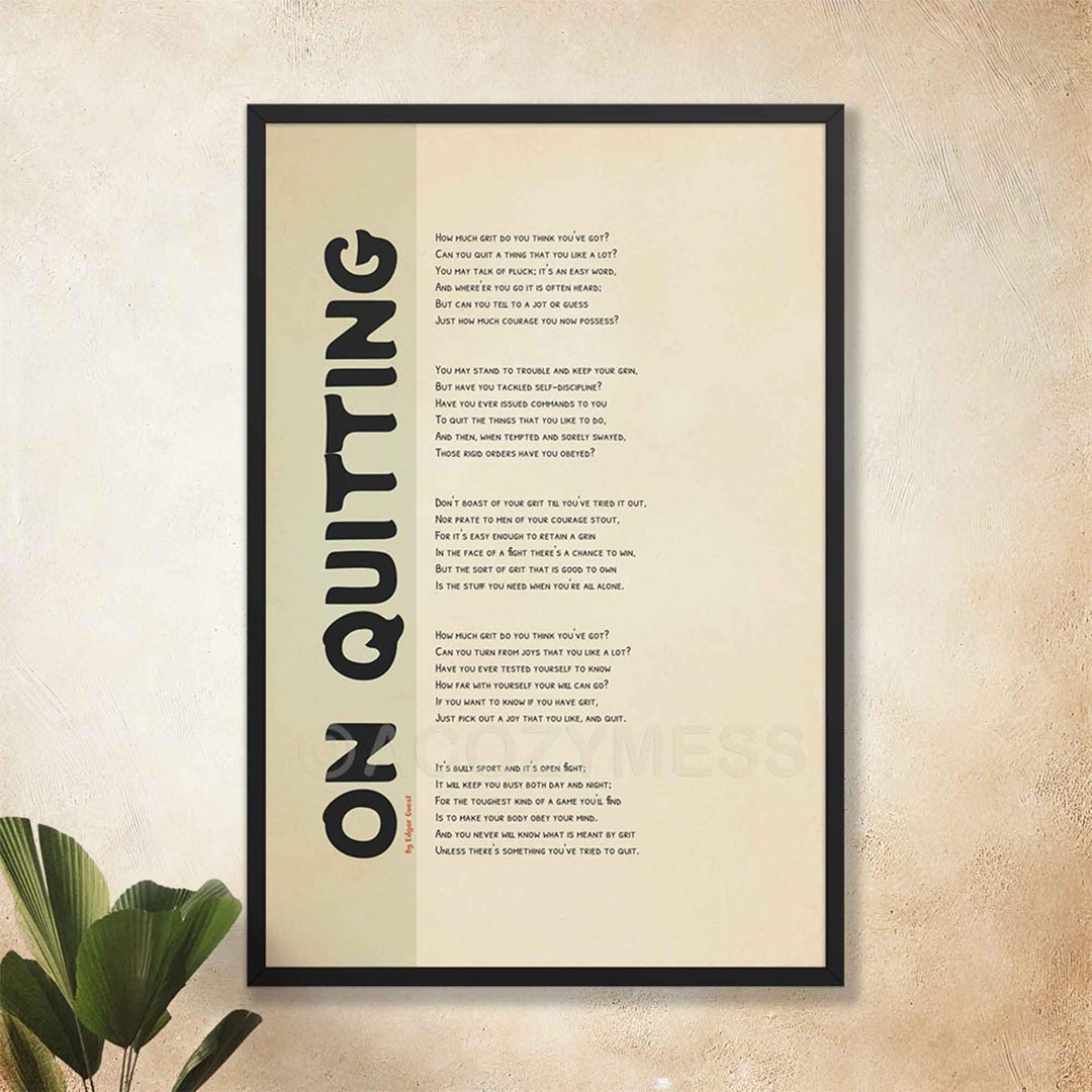 Inspirational Poem Print: "on Quitting" by Edgar Albert Guest - Etsy