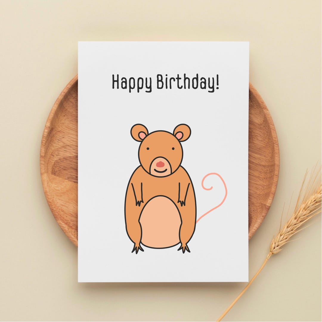 Printable Mouse Card, Happy Birthday Cards, Cute Birthday Cards, Mouse ...