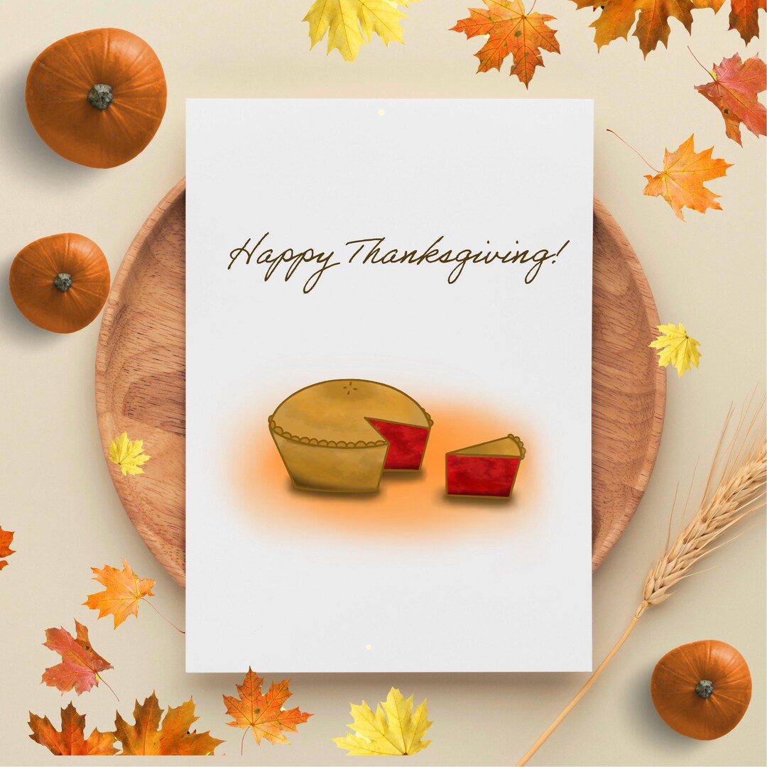 Cherry Pie Card, Thanksgiving Cards, Printable Cards, Digital ...