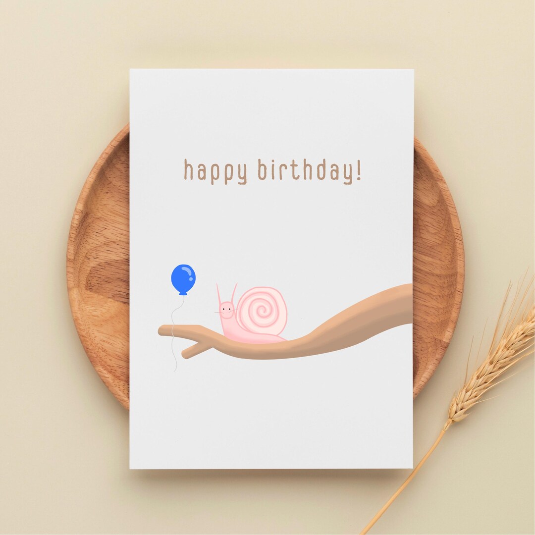 Printable Birthday Card, Snail Birthday Card, Family, Friend, Cute ...