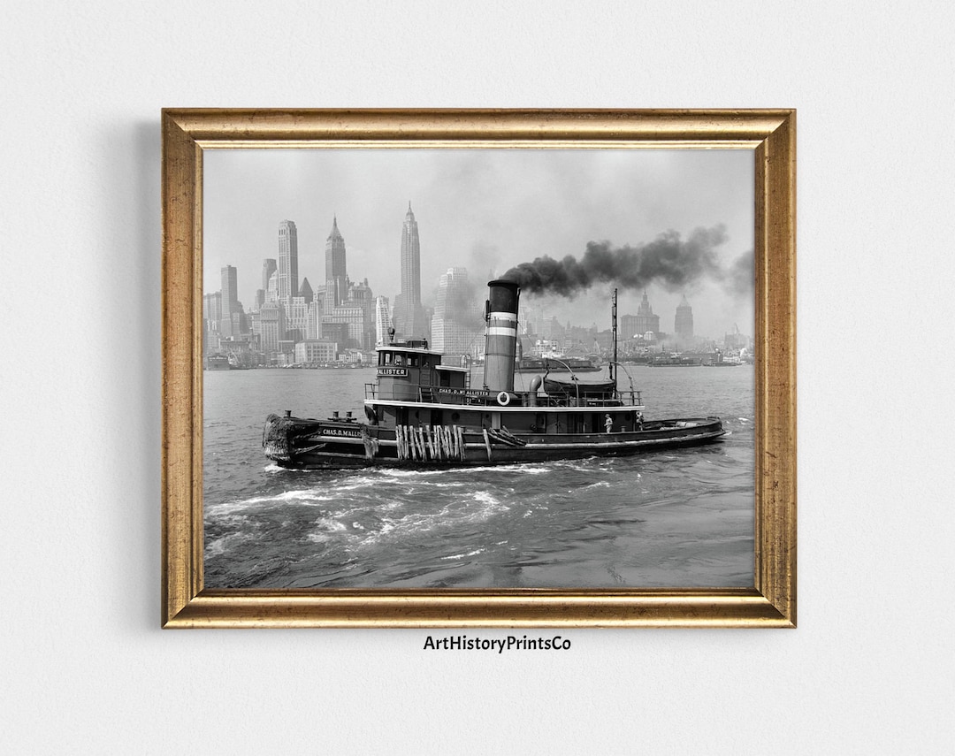 1940s Steam Tugboat Photo: Vintage Hudson River Maritime Art (digital ...