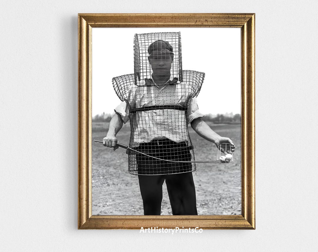 Vintage Golf Caddie Safety Cage Photo: Black and White Art (digital ...