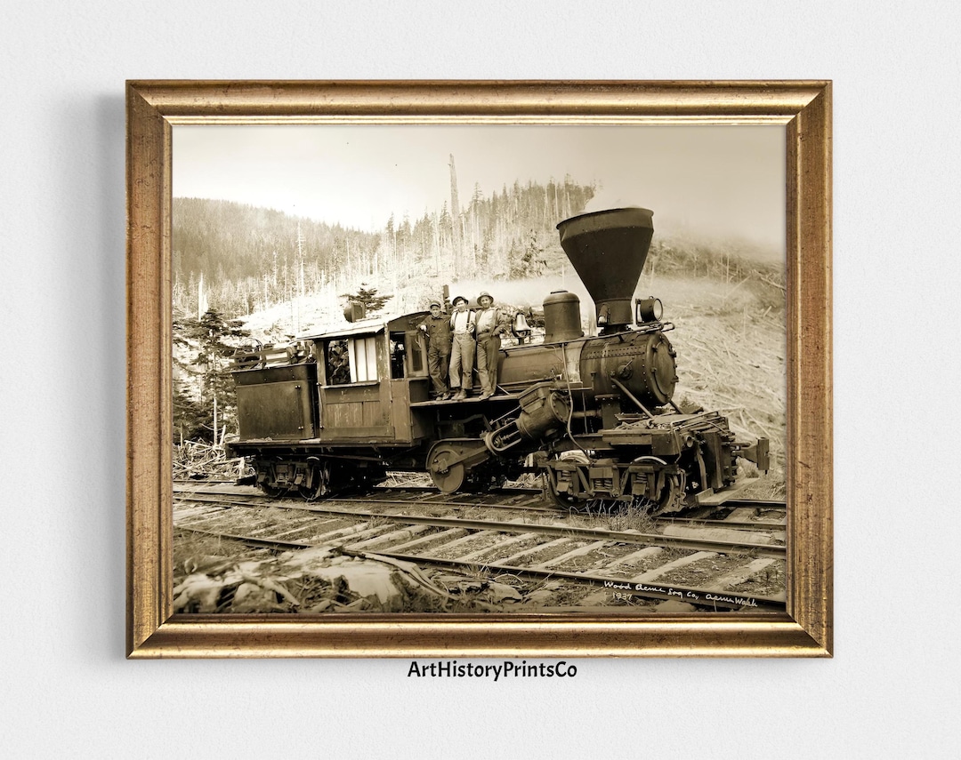 1927 Acme Logging Train Photo: Vintage Black & White Wall Art (digital ...