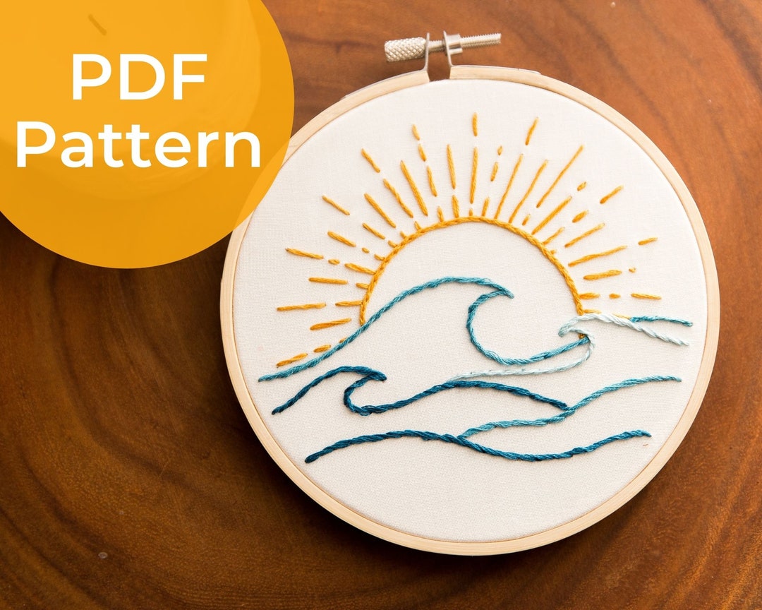 Ride the Wave PDF Embroidery Pattern | Self Care Art | Therapy Tools ...