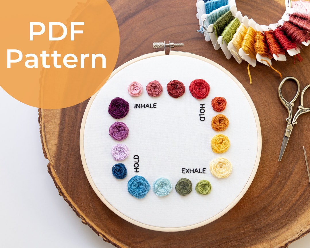 Box Breathing PDF Embroidery Pattern | Therapy Tools Wall Art | Mental ...