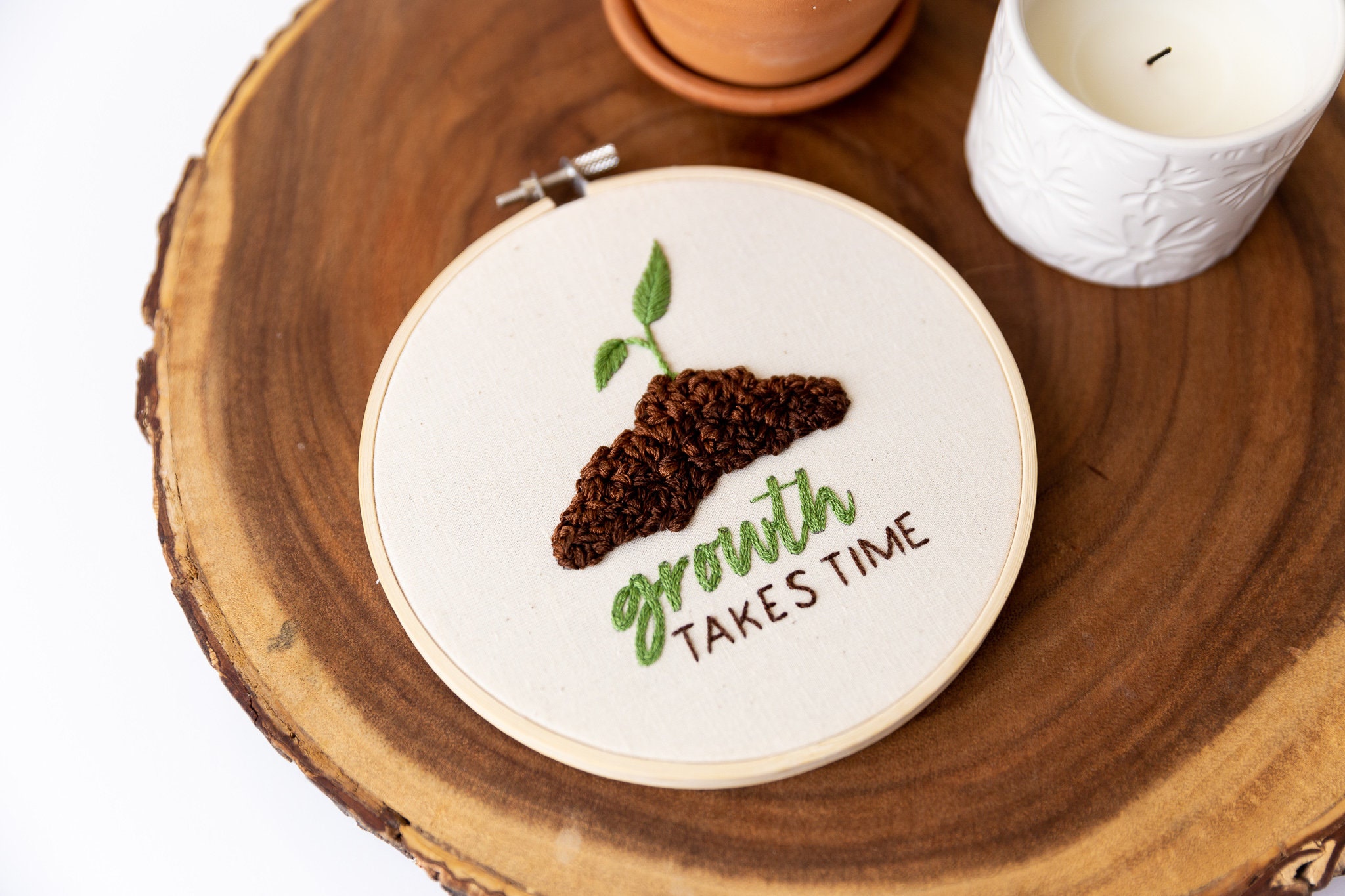 Growth Takes Time PDF Embroidery Pattern | Self Improvement Art | Self ...