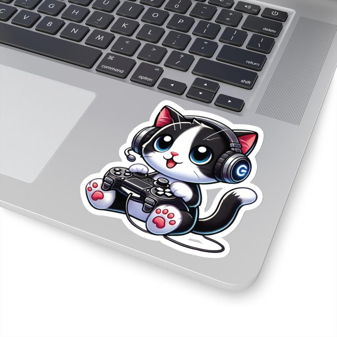 Tuxedo Cat Gamer Kiss-cut Stickers for Computer Car Laptop Skateboard ...