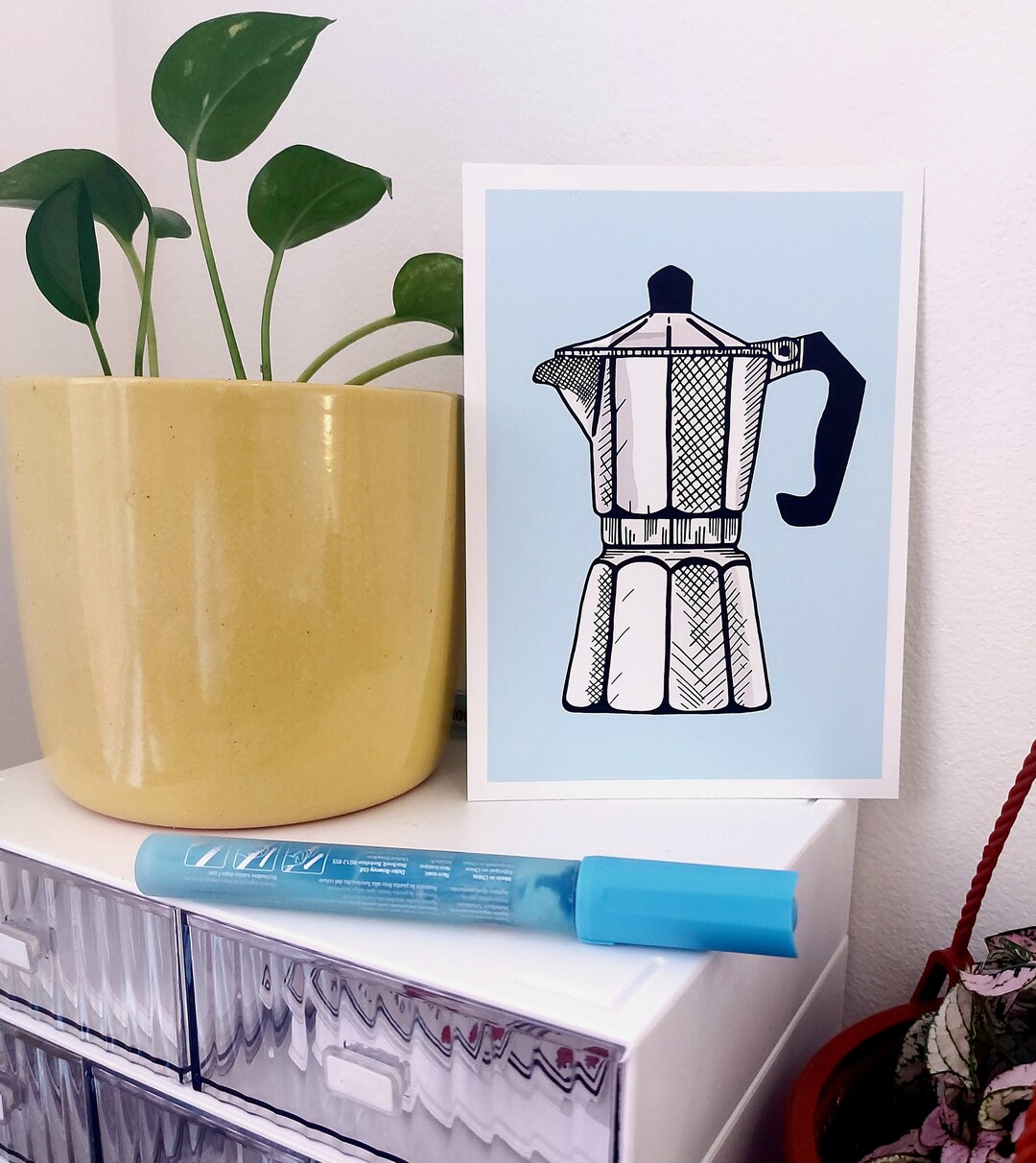 Moka Pot Art Print 5x7 or 4x6 Art Print Moka Pot Art Print Coffee ...