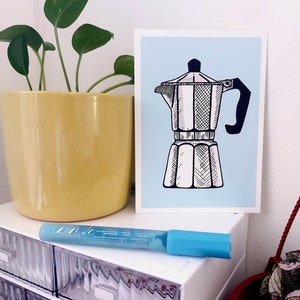 Moka Pot Art Print 5x7 or 4x6 Art Print Moka Pot Art Print Coffee ...