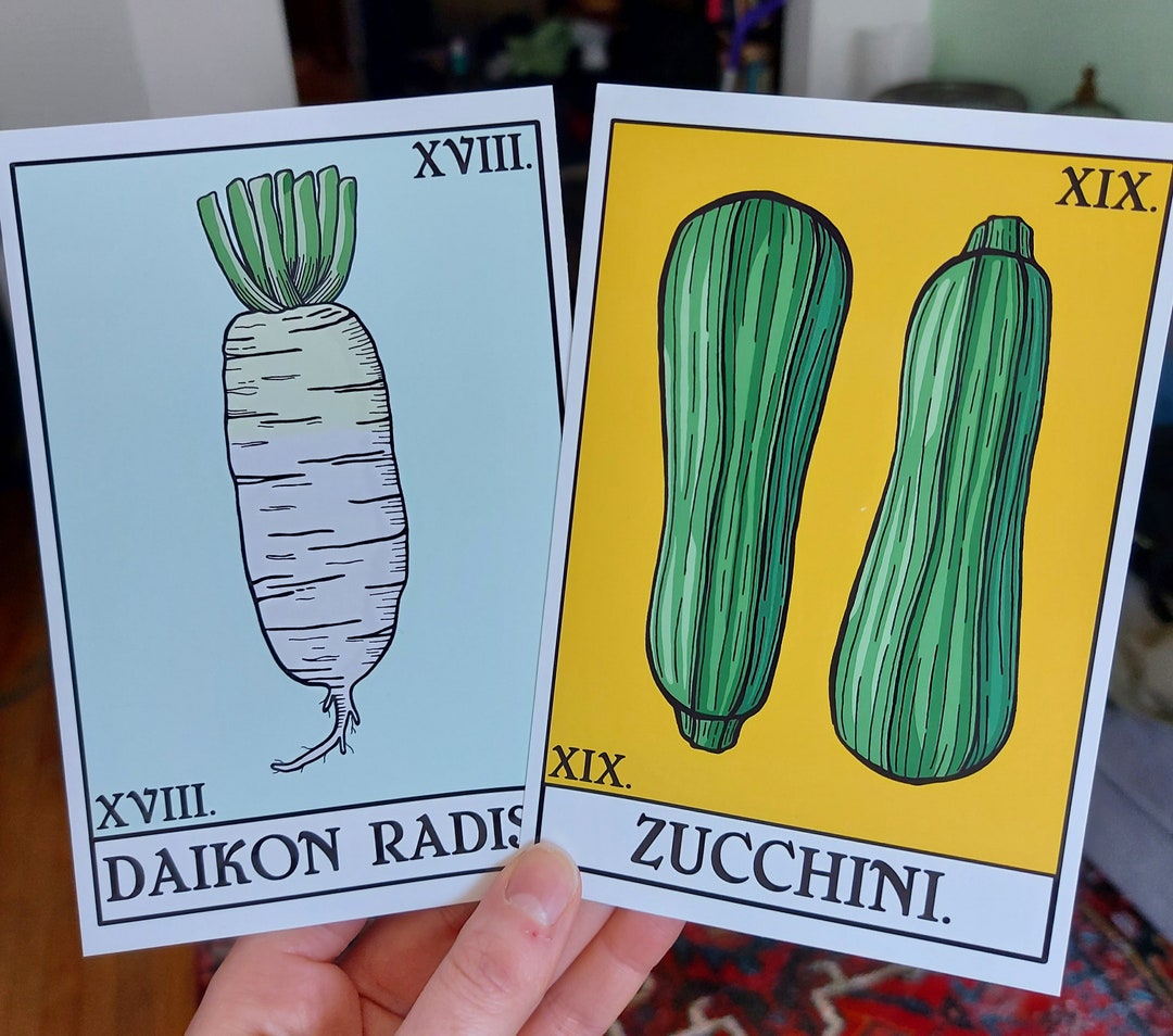 Zucchini Tarot Art Print French or English 5x7 Art Print Vegetable Art ...
