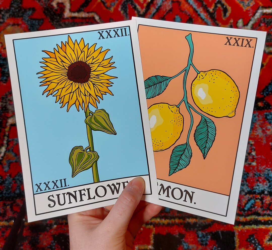 Sunflower Tarot Art Print French or English 5x7 Art Print Flower Art ...