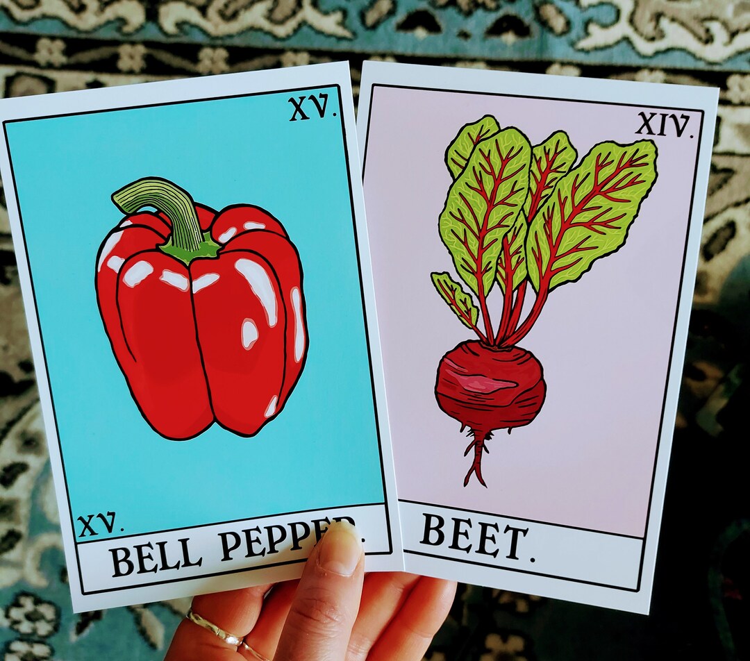 Bell Pepper Tarot Art Print French or English 5x7 Art Print Vegetable ...