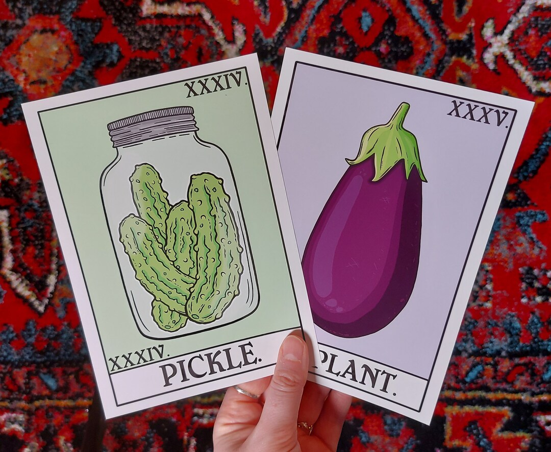 Pickle Tarot Art Print French or English 5x7 Art Print Vegetable Art ...