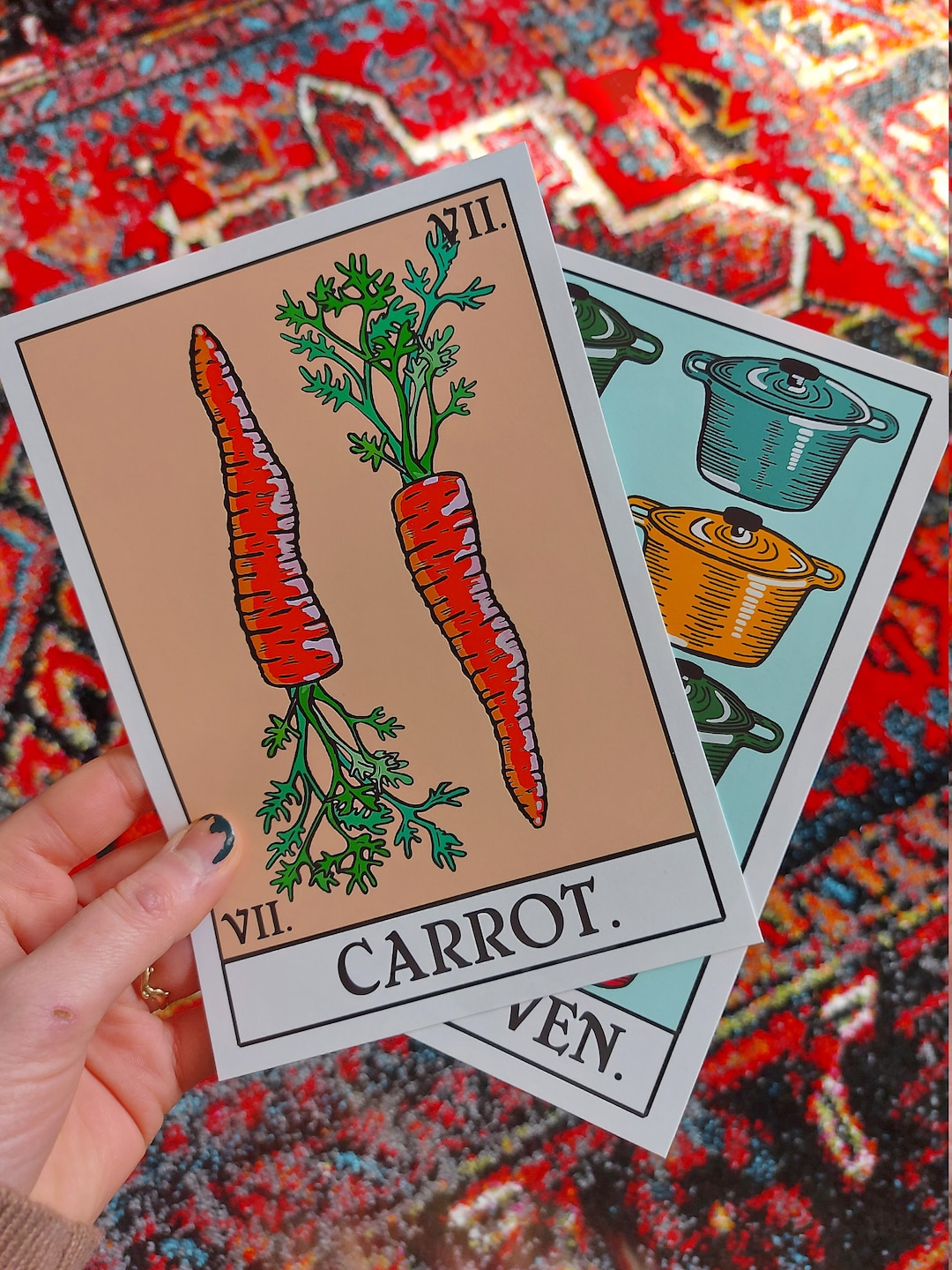 Carrot Tarot Art Print French or English 5x7 Art Print Vegetable Art ...