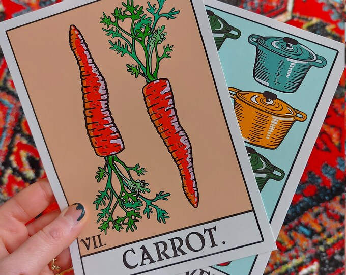 Carrot Tarot Art Print - French or English – 5x7 Art Print – Vegetable ...