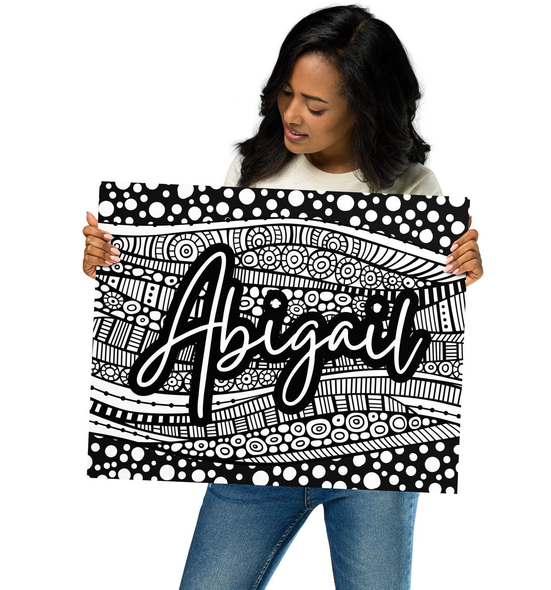 Custom Name Coloring Poster, Personalized Coloring, Adult Coloring Page ...