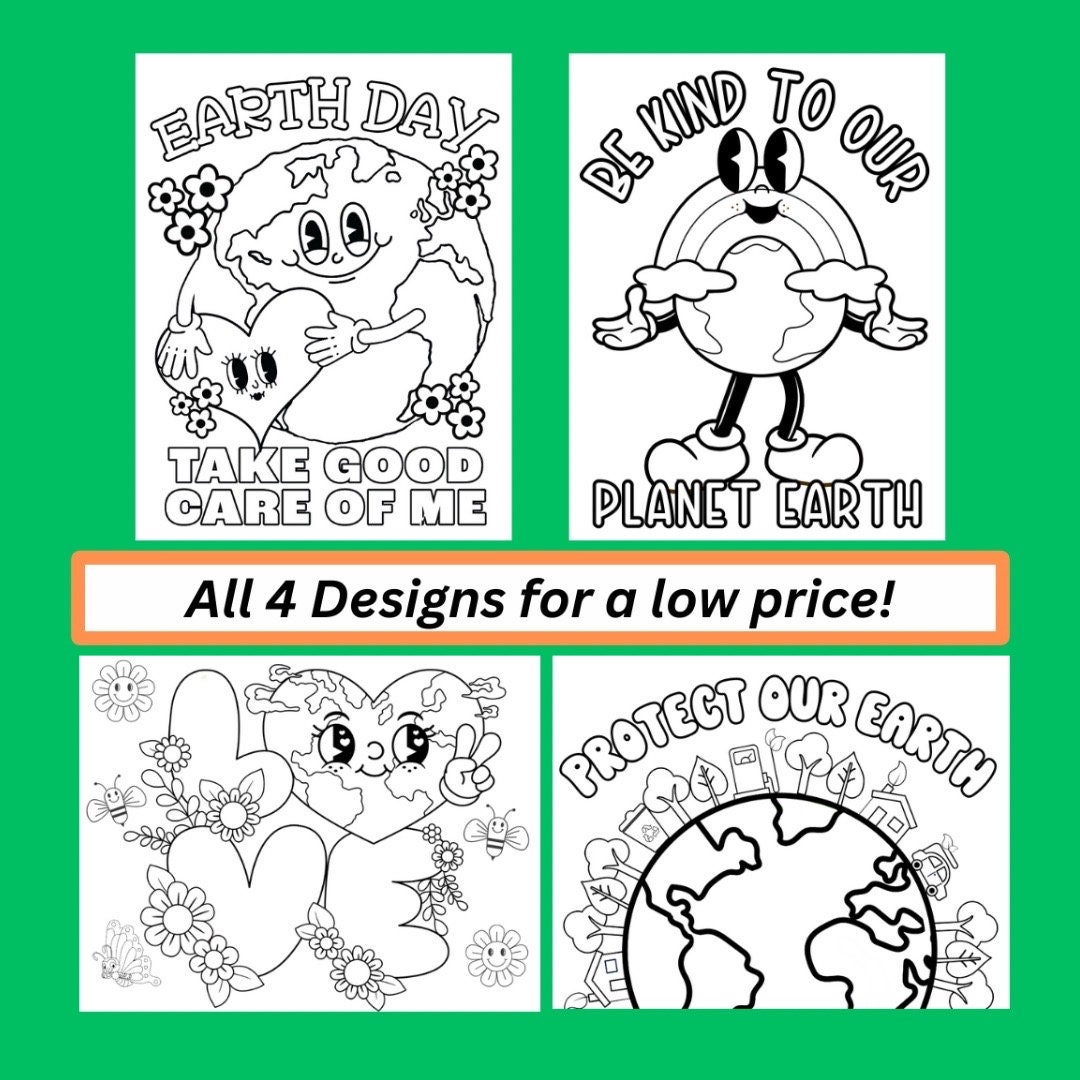 Earth Day Digital Coloring Poster, Earth Day, Kids Arts and Crafts ...