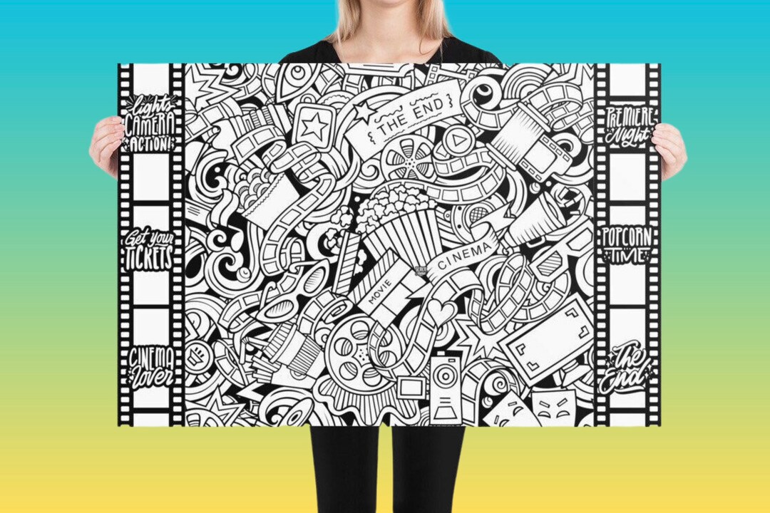 Movie Theme Coloring Poster, Large Coloring Poster, Coloring Page ...