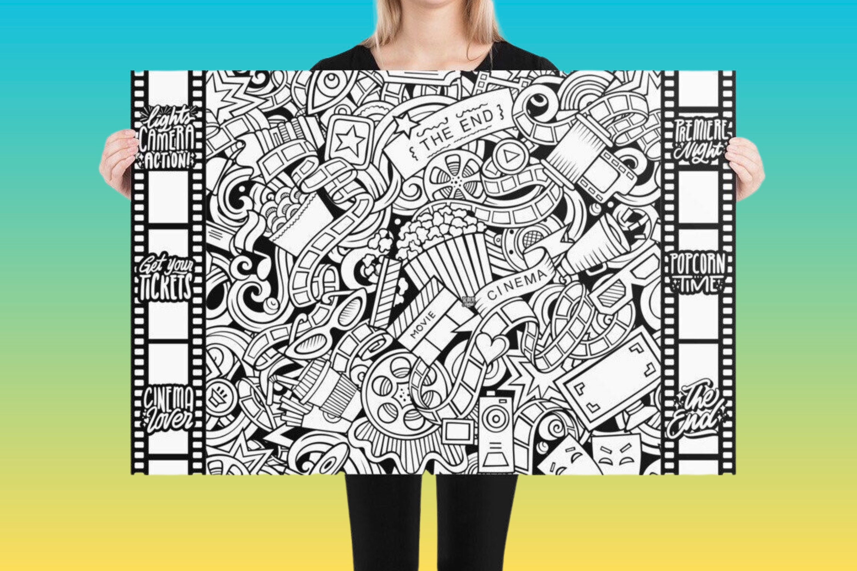 Movie Theme Coloring Poster, Large Coloring Poster, Coloring Page ...