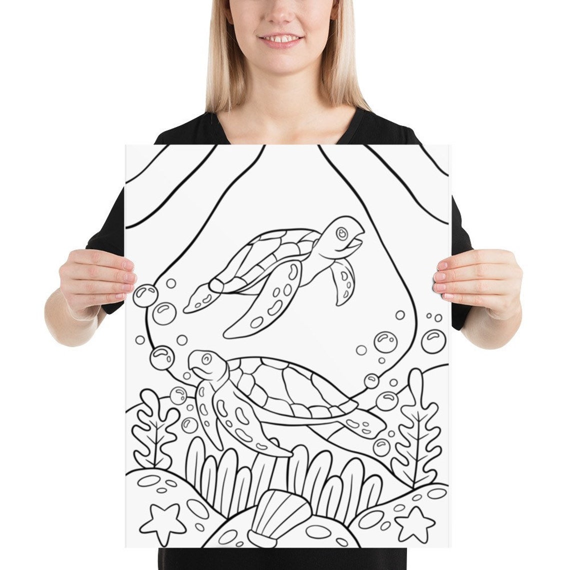 Sea Turtle Coloring Page Ocean Coloring Page Kids Coloring - Etsy