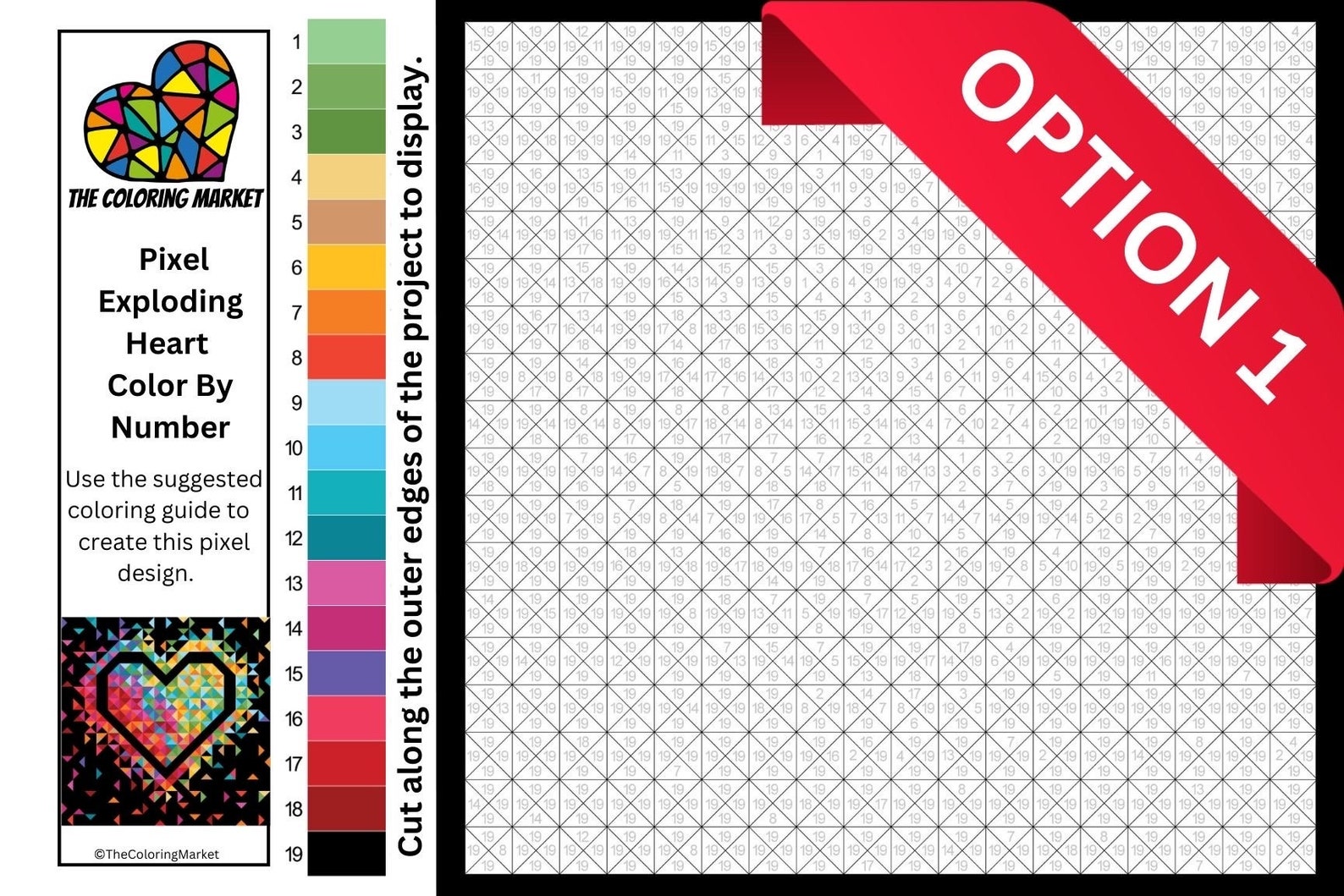 Color by Number, Large Pixel Color by Number Poster, Adult Coloring ...