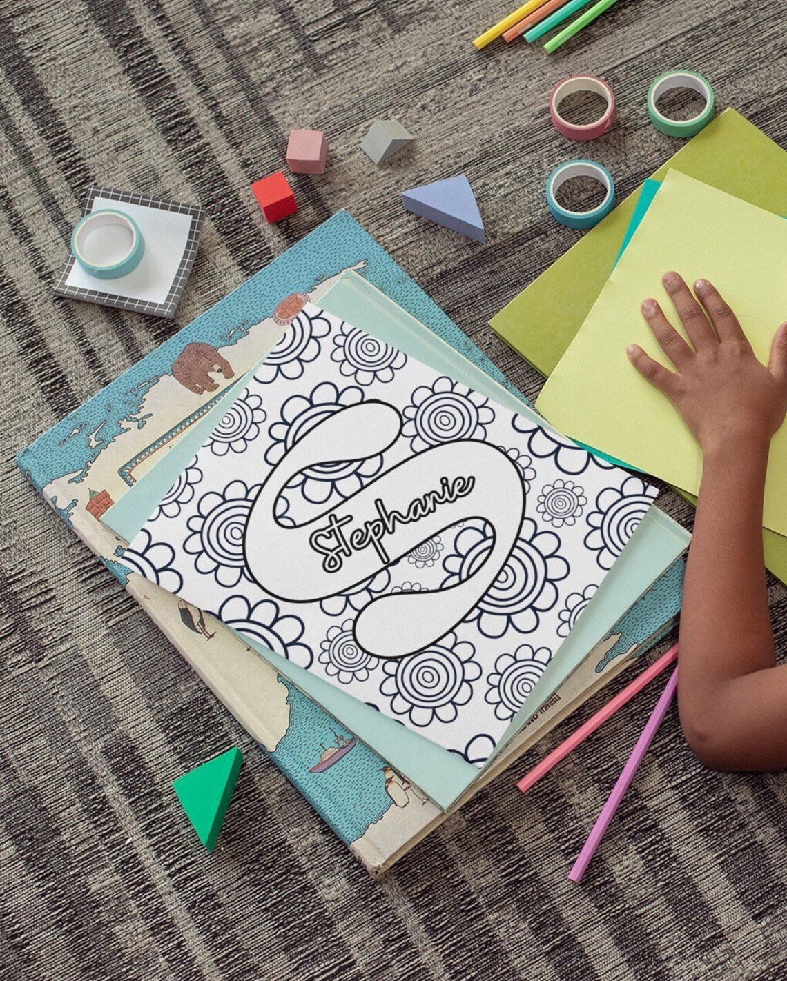 Digital Name Flower Doodle Coloring Poster, Personalized Name Poster ...