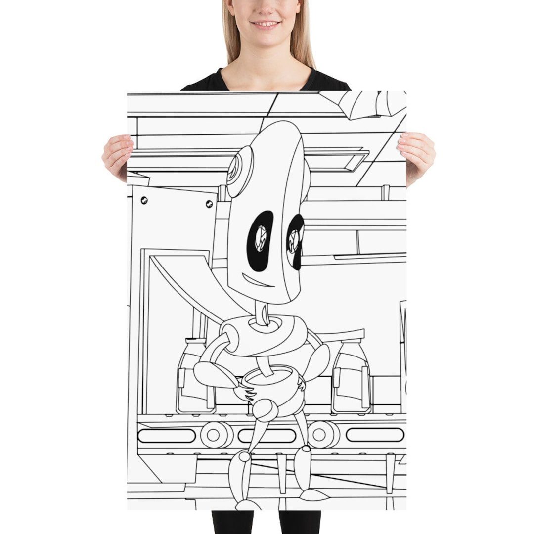 Space Robot Coloring Poster, Kids Coloring Poster, Adults Coloring ...