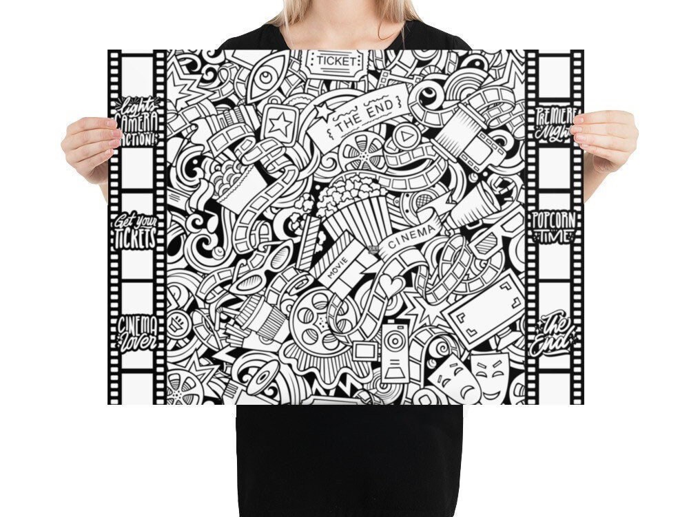 Movie Theme Coloring Poster, Large Coloring Poster, Coloring Page ...