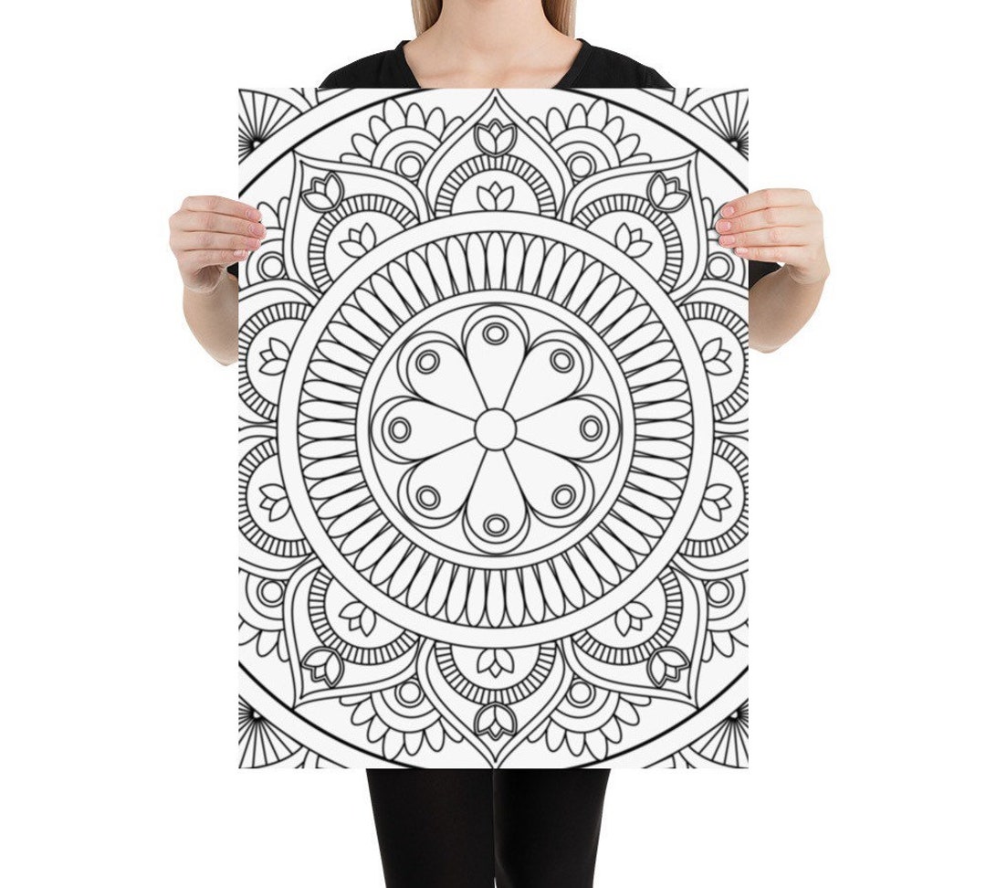 Large Mandala Coloring Poster, Kids Coloring, Adults Color, Mandala ...