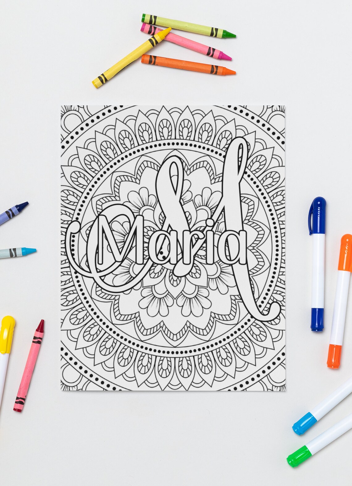 Digital Custom Name Mandala Coloring Poster, Custom Coloring, Large ...