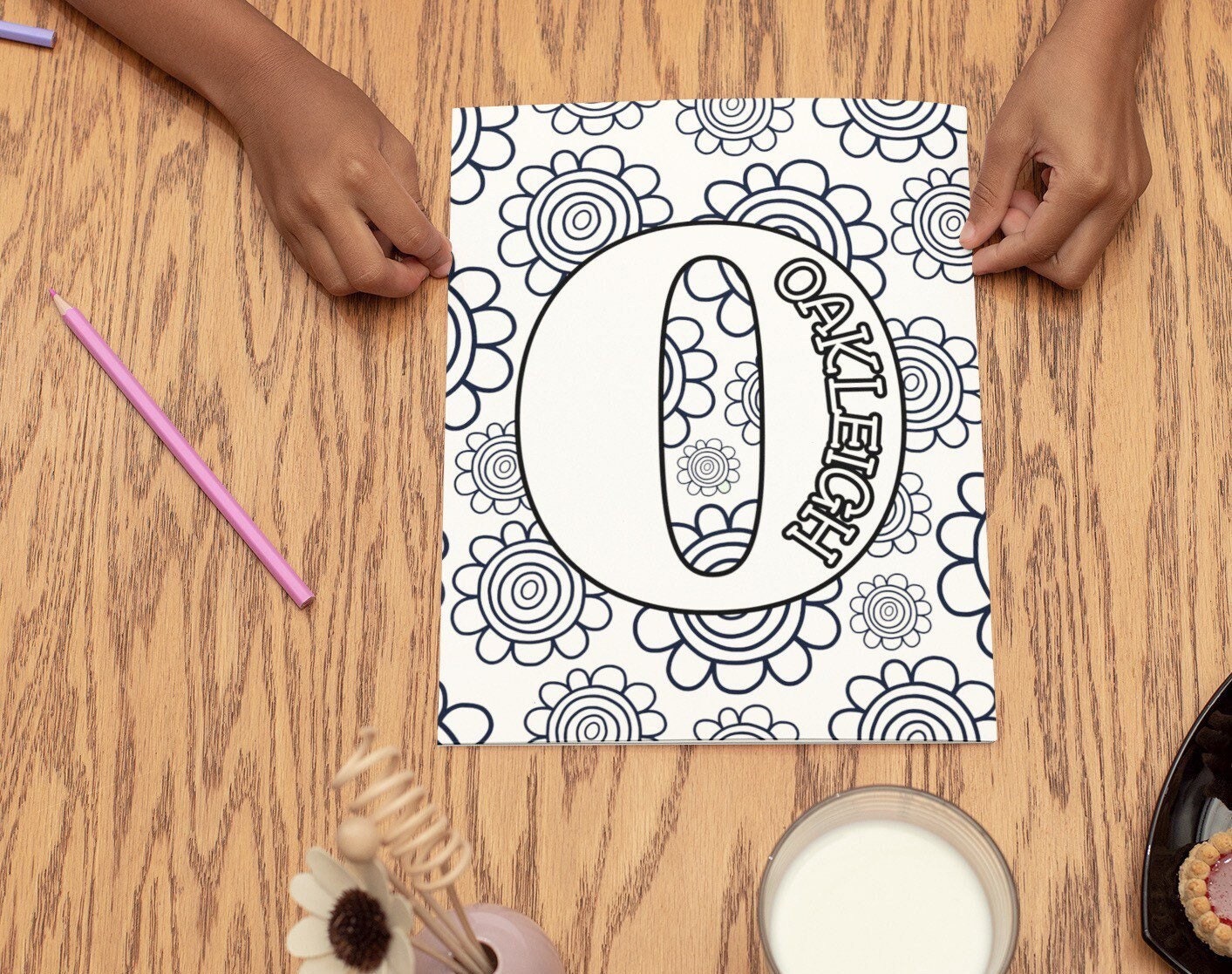 Digital Name Flower Doodle Coloring Poster, Personalized Name Poster ...