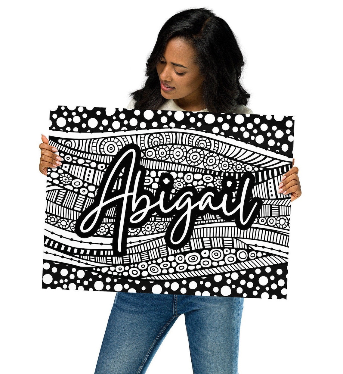 Custom Name Coloring Poster, Personalized Coloring, Adult Coloring Page ...