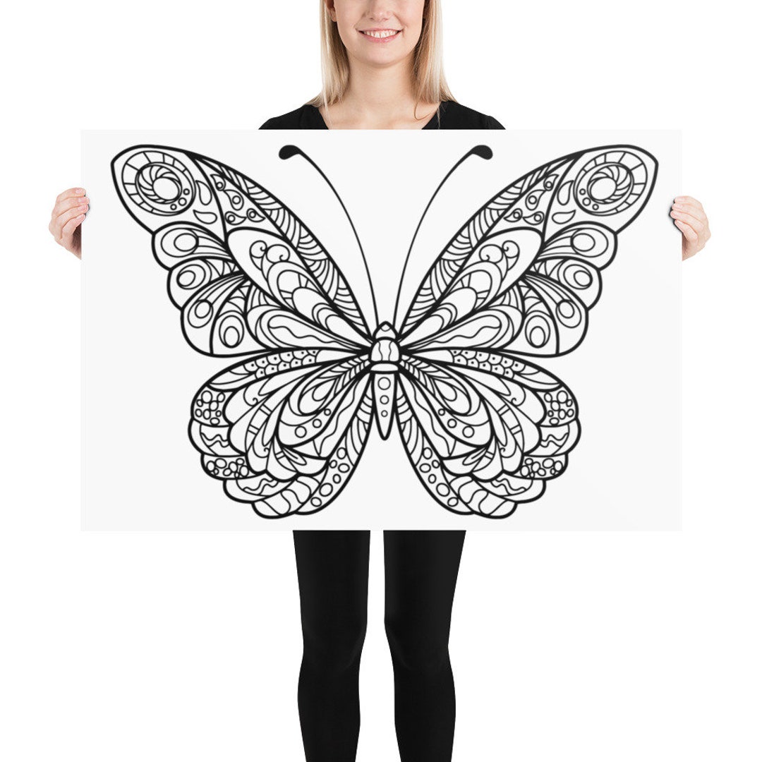 Butterfly Coloring Poster for Kids Adults Coloring Poster - Etsy