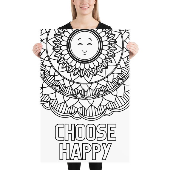 24x36 Choose Happy Large Coloring Poster Coloring Page - Etsy