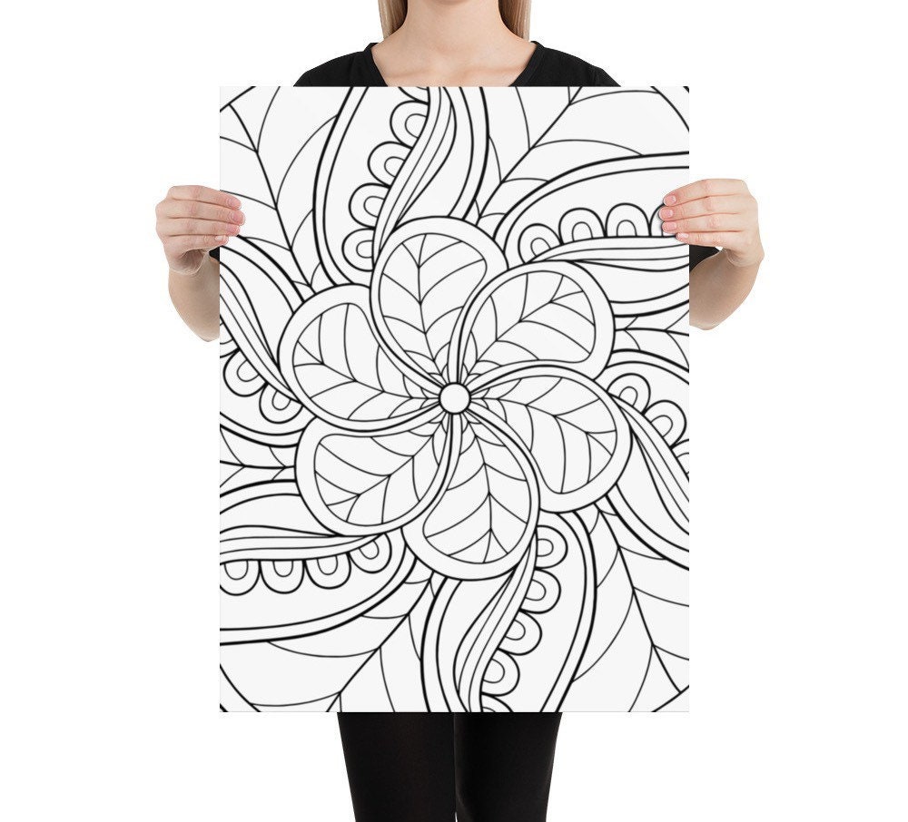 Large Coloring Poster, Mandala Coloring Poster, Mandala Art, Adults ...